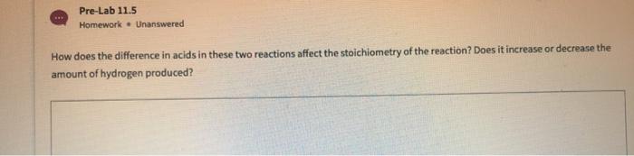 Solved Pre-Lab 11.4b - Moles Hydrogen Gas Homework – | Chegg.com