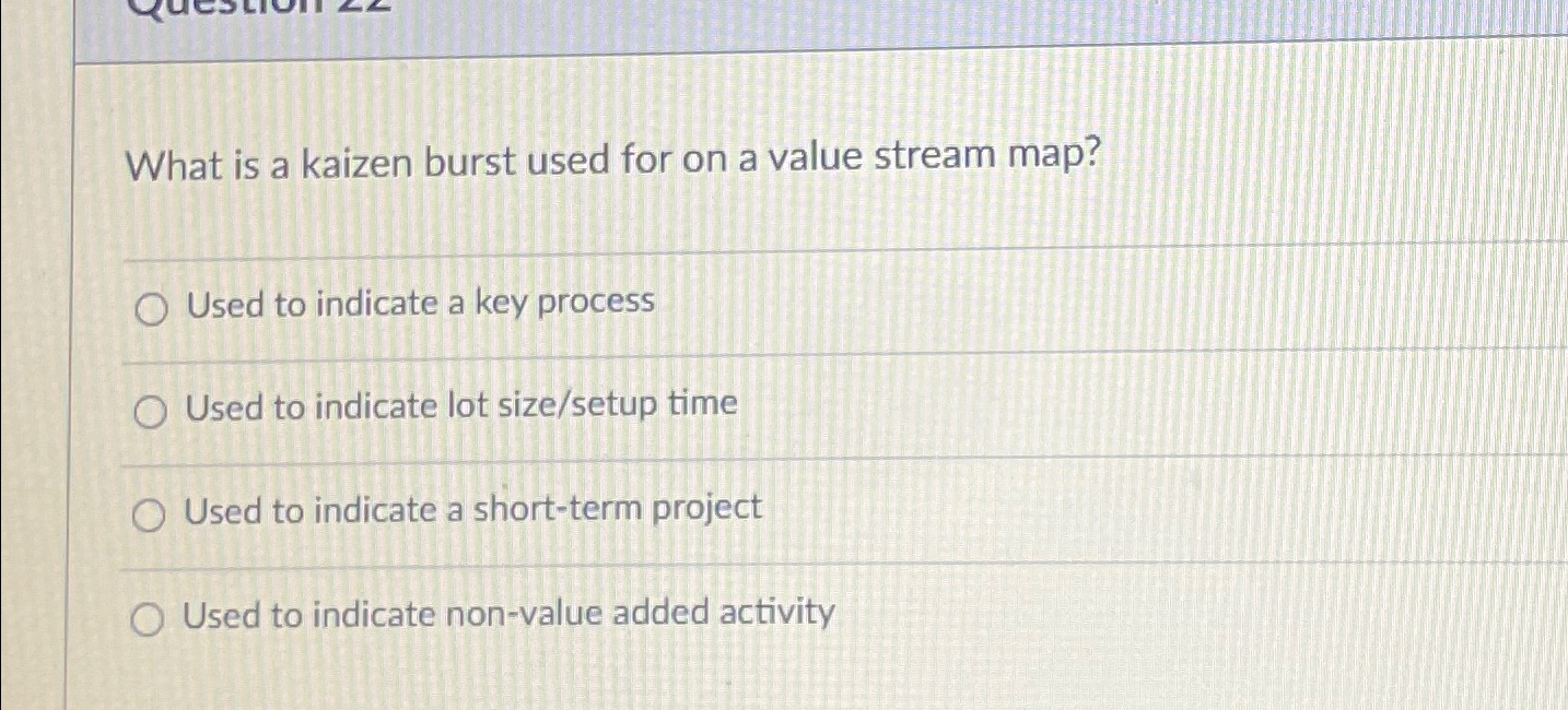 Solved What is a kaizen burst used for on a value stream | Chegg.com