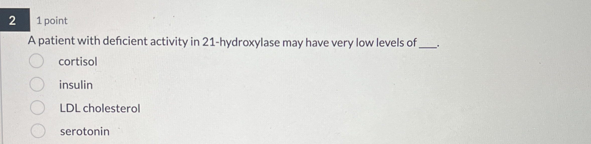 Solved 21 ﻿pointA patient with deficient activity in | Chegg.com