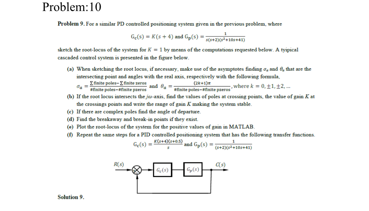 Solved Problem:10Problem 9. ﻿For a similar PD controlled | Chegg.com