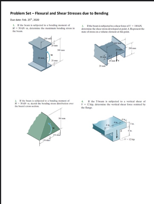 Solved Problem Set - Flexural and Shear Stresses due to | Chegg.com