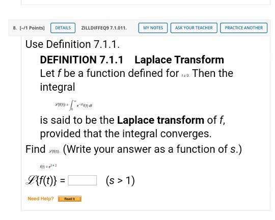 Solved 8. [-/1 Points) DETAILS ZILLDIFFEQ9 7.1.011 MY NOTES | Chegg.com Solved 8. [-/1 Points) DETAILS ZILLDIFFEQ9 7.1.011 MY NOTES | Chegg.com