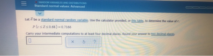 Solved RANDOM VARIABLES AND DISTRIBUTIONS Standard normal | Chegg.com