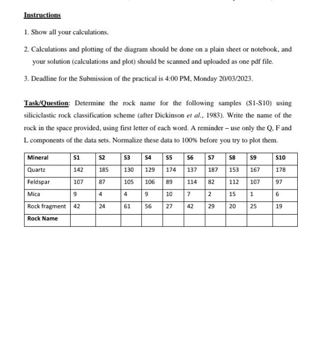 Solved Instructions 1. Show all your calculations. 2. | Chegg.com