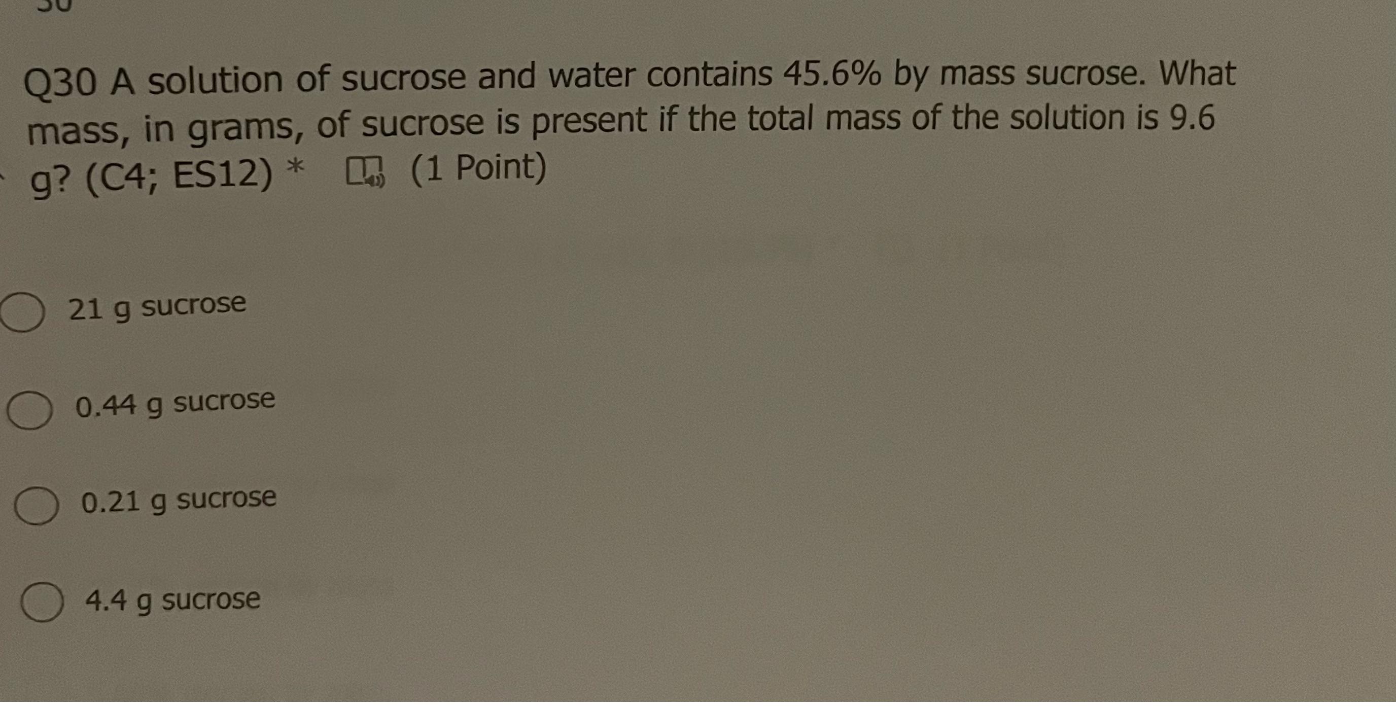 Solved A solution of sucrose and water contains 45.6% ﻿by | Chegg.com