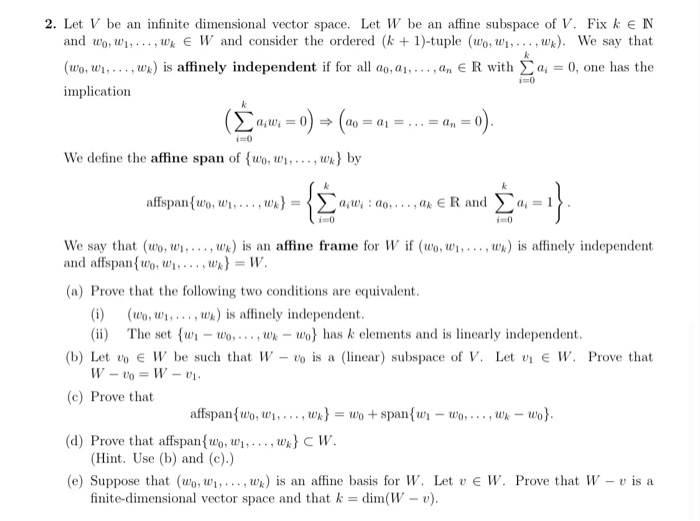 Solved 2. Let V be an infinite dimensional vector space. Let | Chegg.com