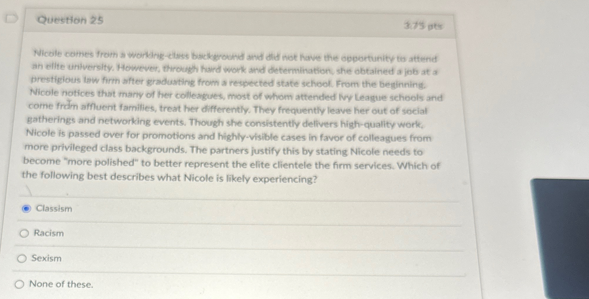 Solved Question 253.75atsNicole comes from a Working-class | Chegg.com