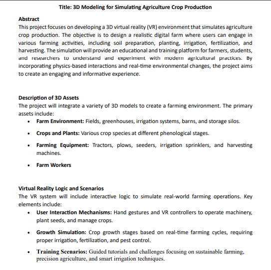 Solved Title: 3D Modeling for Simulating Agriculture Crop | Chegg.com