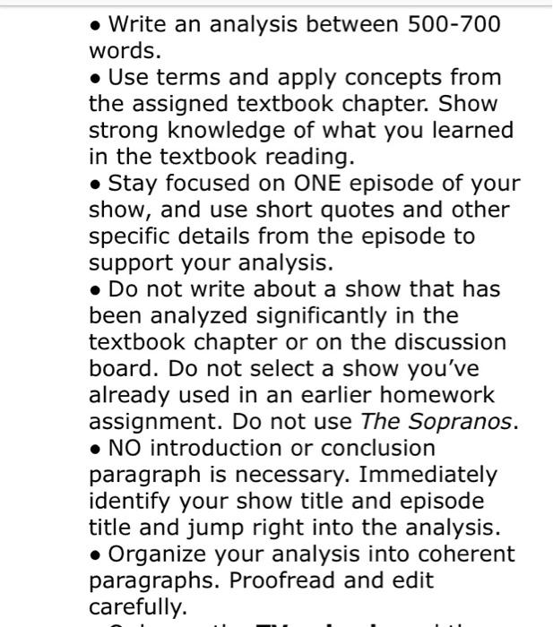 - Write an analysis between 500-700 words. - Use | Chegg.com
