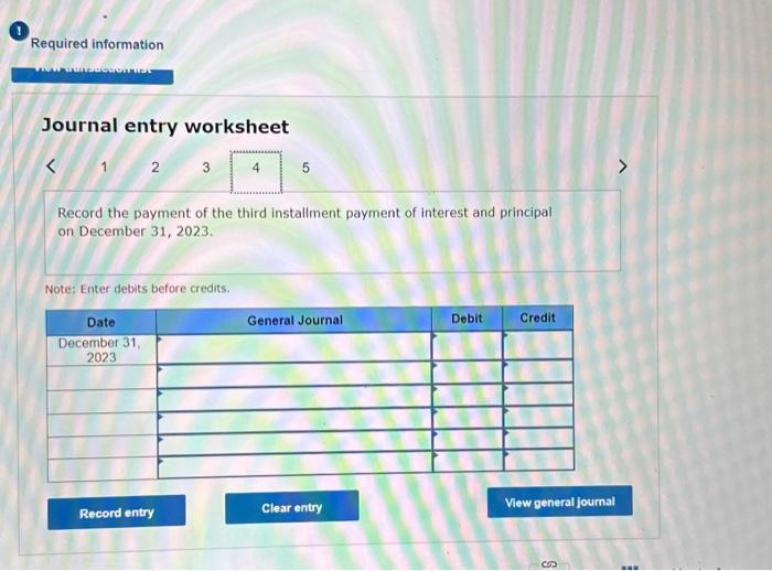 Required information Journal entry worksheet Record | Chegg.com