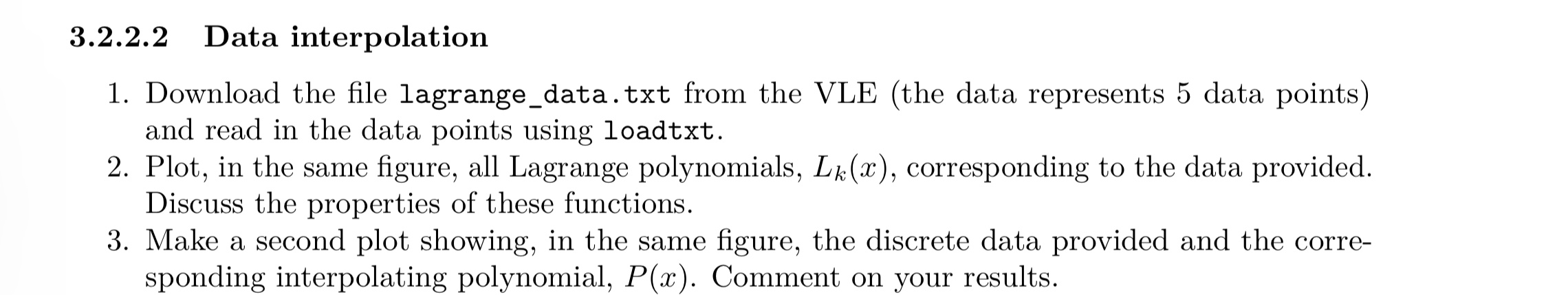 Solved 3.2.2.2 ﻿Data interpolationDownload the file | Chegg.com