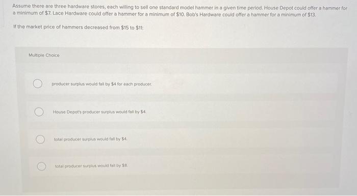 Solved Assume there are three hardware stores, each willing | Chegg.com