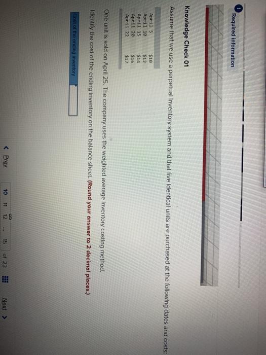 Solved Required information Knowledge Check 01 Assume that | Chegg.com