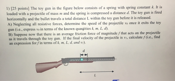 Solved 1) (25 points] The toy gun in the figure below | Chegg.com