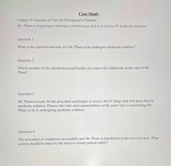 Solved Case Study. Chapter 9 Concepts of Care for | Chegg.com