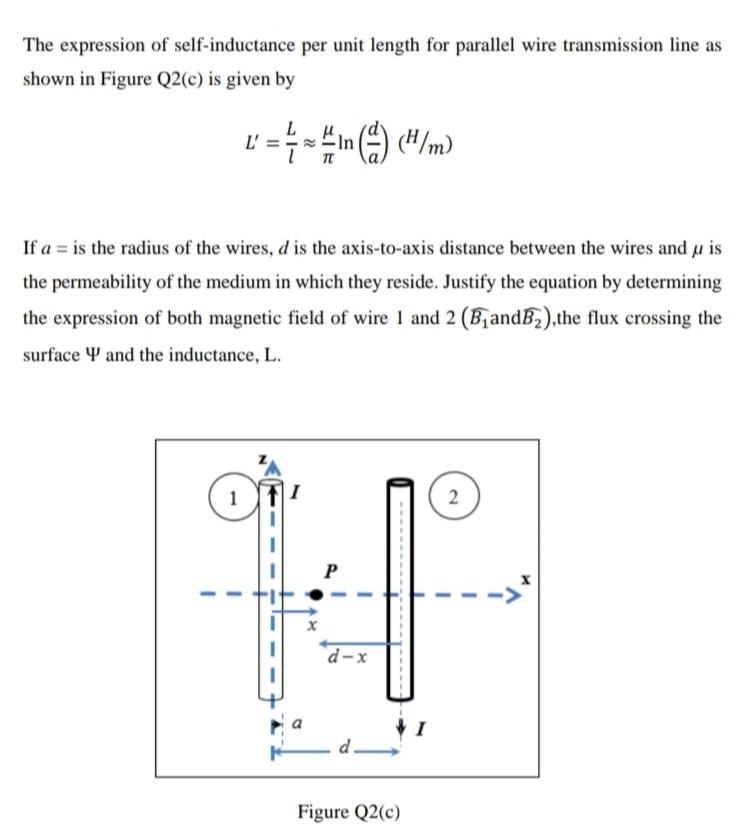 Solved The expression of self-inductance per unit length for | Chegg.com
