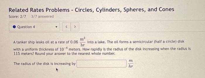 Solved Related Rates Problems - Circles, Cylinders, Spheres, | Chegg.com