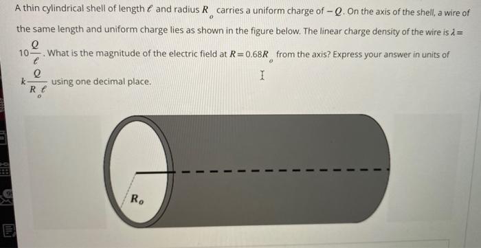 Solved A thin cylindrical shell of length ℓ and radius R0 | Chegg.com