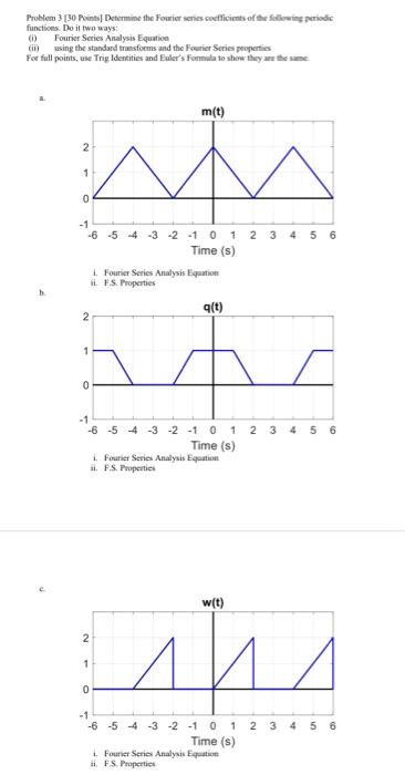 Problem 3 [30 Points] Determine the Fourier scries | Chegg.com