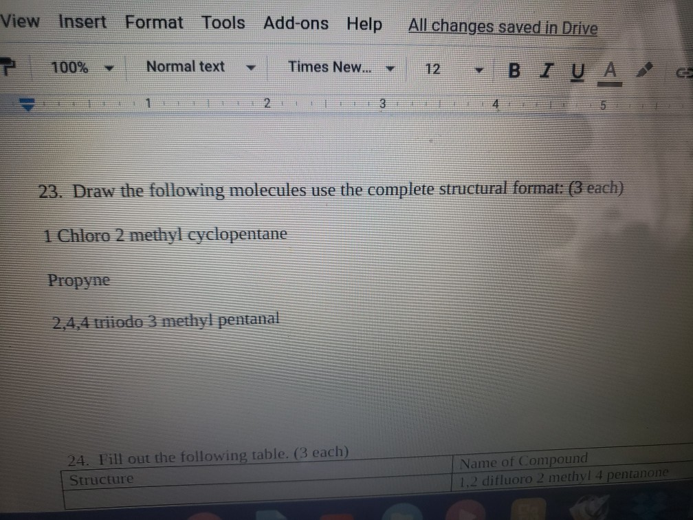 Solved View Insert Format Tools Add-ons Help All changes | Chegg.com