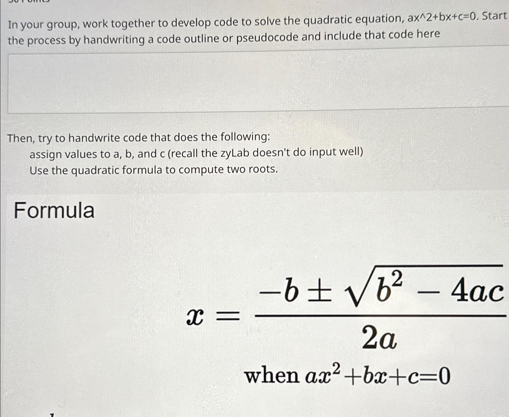 Solved the process by handwriting a code outline or | Chegg.com