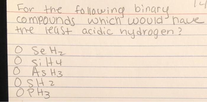 Solved For the following binary compounds which would have | Chegg.com