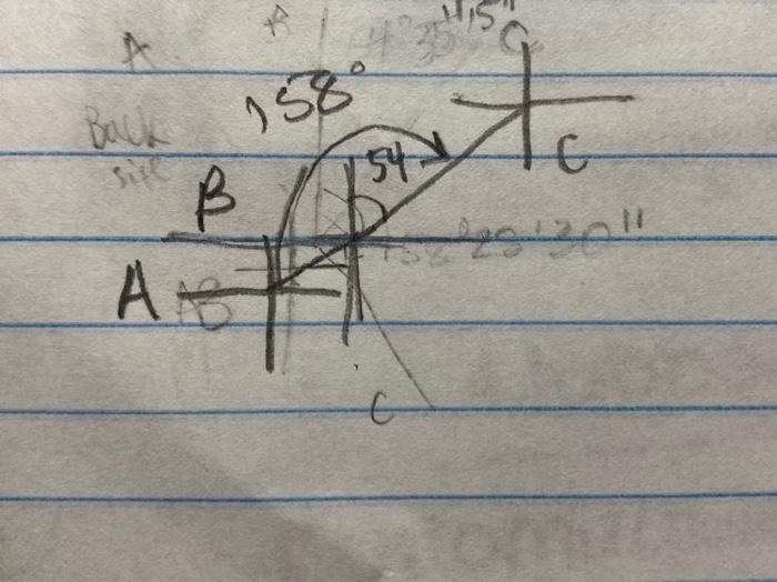 Solved The Azimuth from B to C is 54° 35' 15". Set on "B" , | Chegg.com
