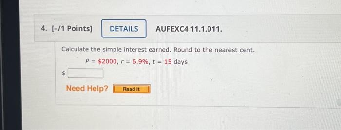 Solved Calculate the simple interest earned. Round to the | Chegg.com