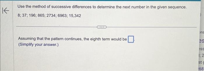 Solved use the method of successive differences to determine | Chegg.com