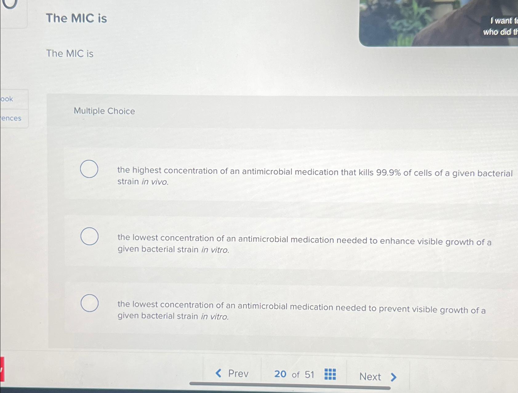 Solved The MIC isThe MIC isMultiple Choicethe highest | Chegg.com