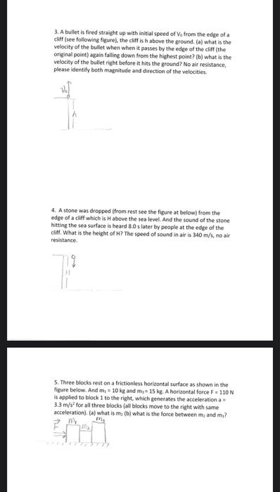 Solved 3. A bullet is fired straight up with initial speed | Chegg.com