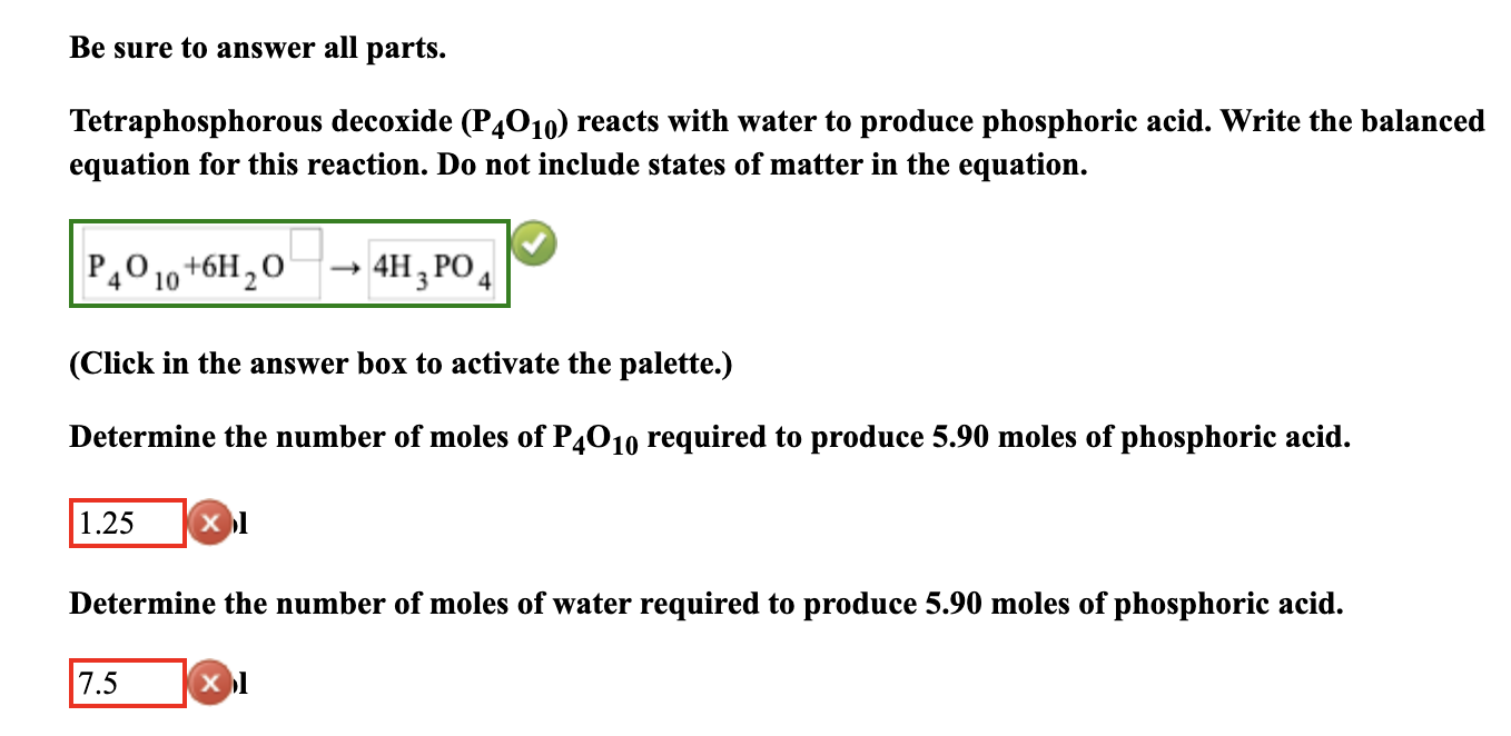 Solved Be sure to answer all parts.Tetraphosphorous decoxide | Chegg.com