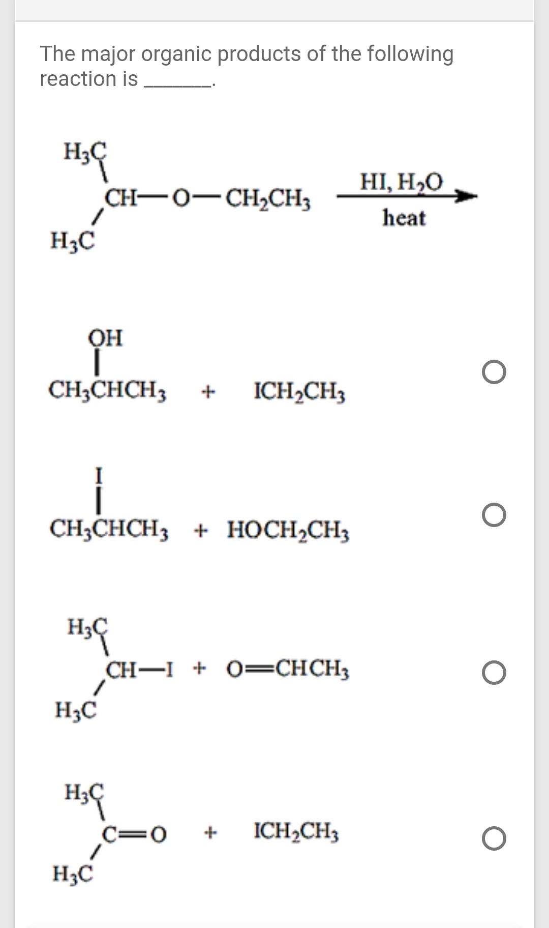 Solved The major organic products of the following reaction | Chegg.com