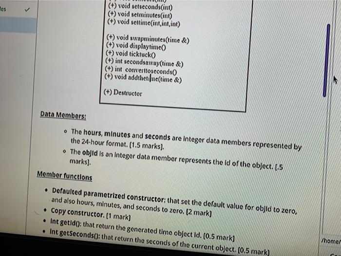 Solved Description MyTime Class Part1: [20 Marks] Define and | Chegg.com