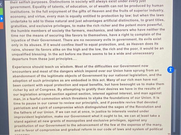 President Andrew Jackson, excerpt, "Veto Message | Chegg.com
