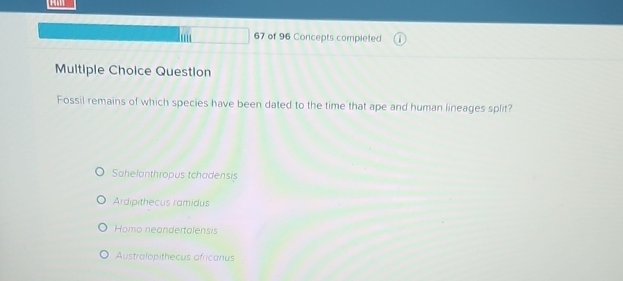 Solved 67 ﻿of 96 ﻿Concepts completedMultiple Cholce | Chegg.com