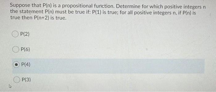 Solved Suppose that P(n) is a propositional function. | Chegg.com