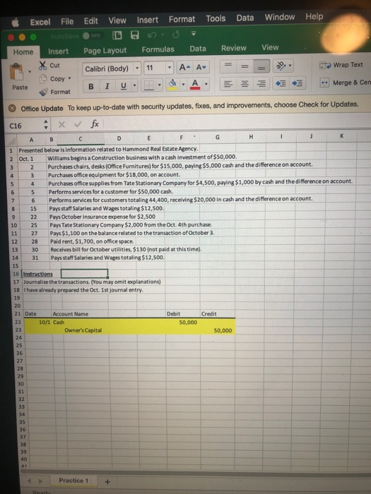 Solved File Edit Excel View Insert Format Tools Data Window | Chegg.com