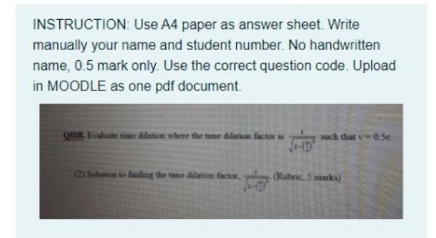 Solved INSTRUCTION: Use A4 paper as answer sheet. Write | Chegg.com