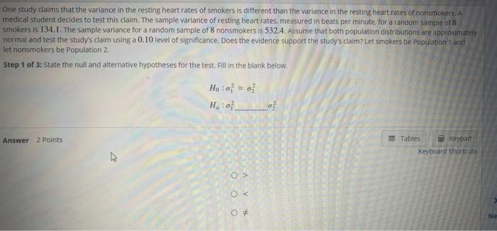 Solved One study claims that the variance in the resting | Chegg.com