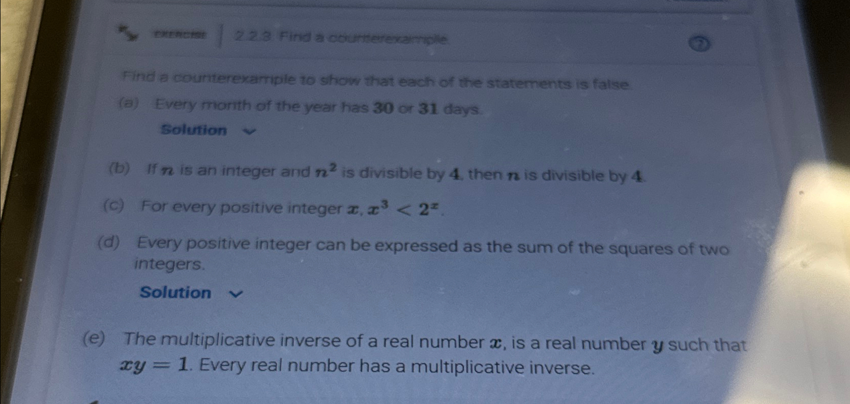 Solved 223 ﻿Find a coutherexample.Find a counterexample to | Chegg.com