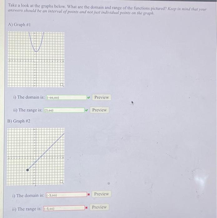 Solved Take A Look At The Graphs Below What Are The Domain