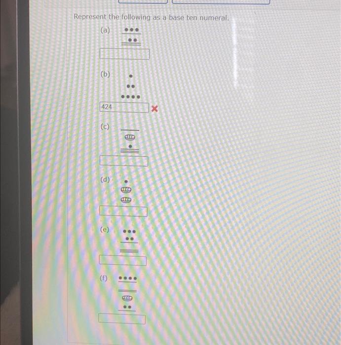Solved Represent the following as a base ten numeral. (a) | Chegg.com Solved Represent the following as a base ten numeral. (a) | Chegg.com