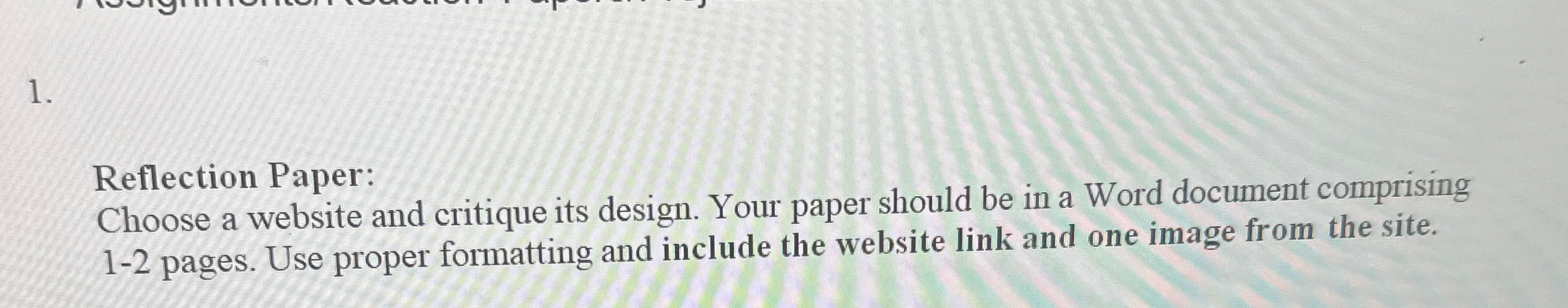 Solved Reflection Paper:Choose a website and critique its | Chegg.com