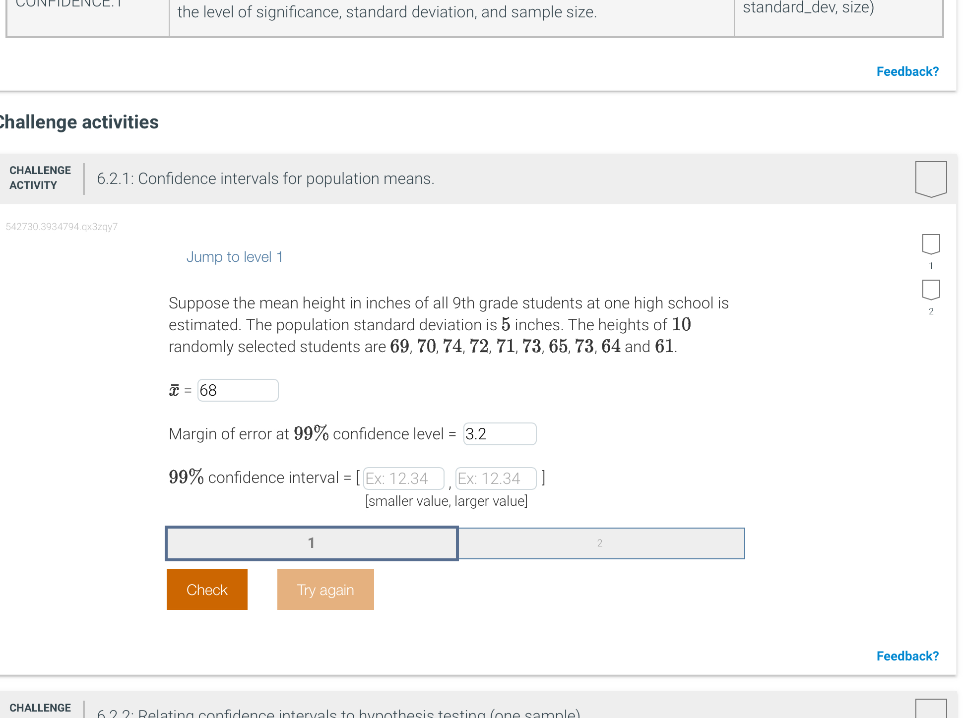 Solved the level of significance, standard deviation, and | Chegg.com