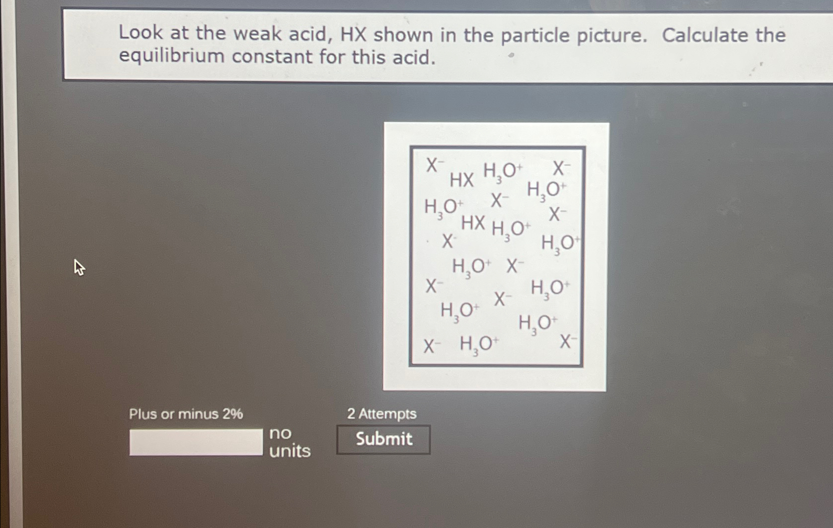 Solved Look at the weak acid, HX shown in the particle | Chegg.com
