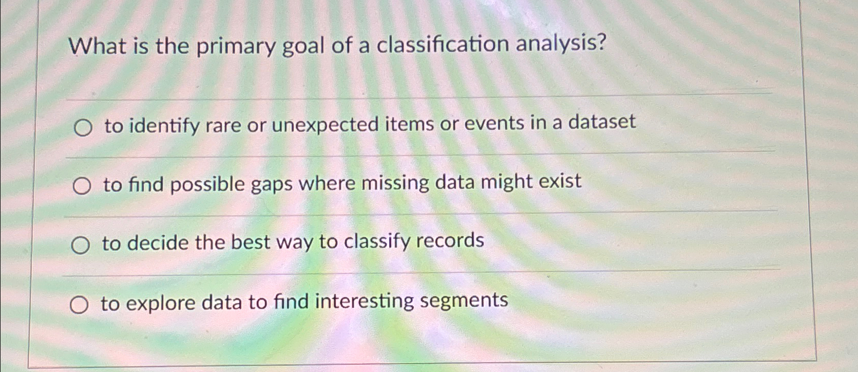 Solved What is the primary goal of a classification | Chegg.com