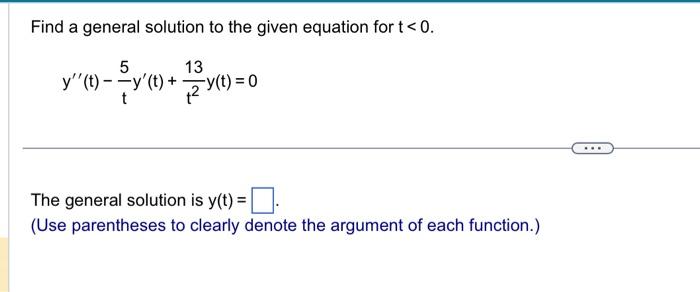 Solved Find a general solution to the given equation for | Chegg.com