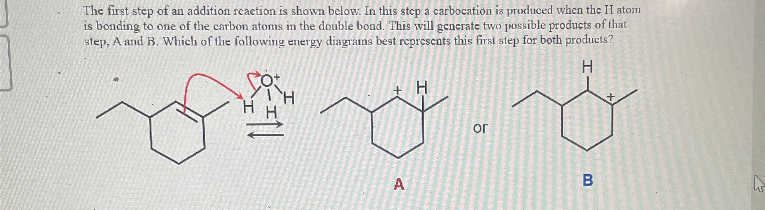 Solved The first step of an addition reaction is shown | Chegg.com