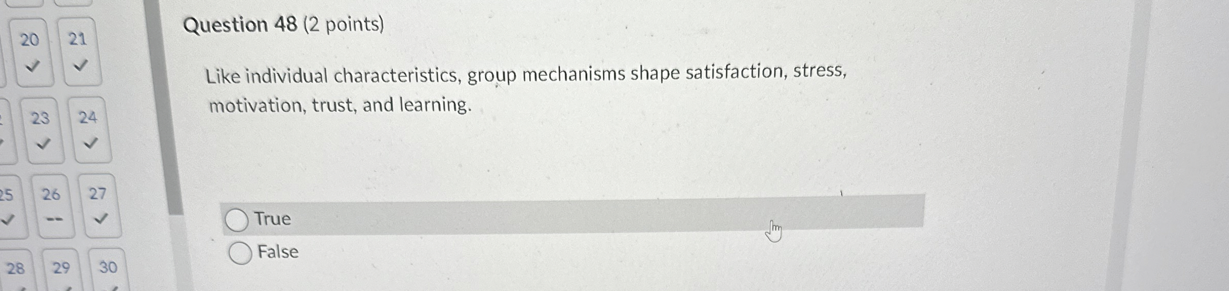 Solved Question 48 (2 ﻿points)Like individual | Chegg.com
